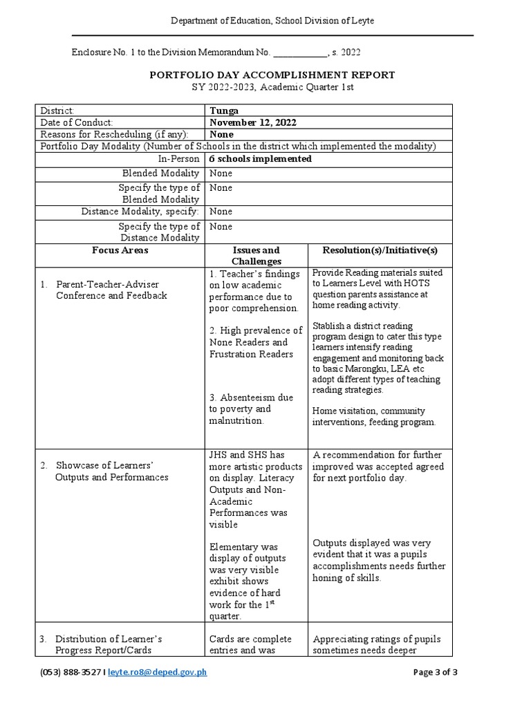 PICTO-NARRATIVE-REPORT-TEMPLATE-2022-2023 | PDF | Literacy | Learning ...