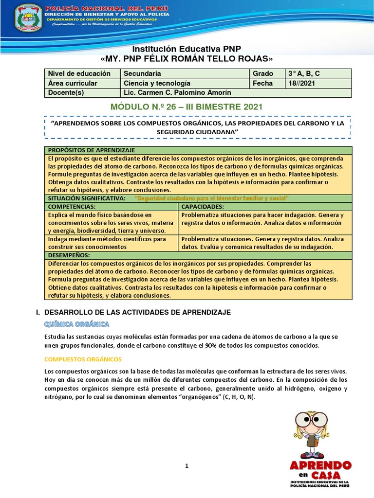 MÓDULO 26 - IV BIM - CyT - 3ERO | PDF | Enlace covalente | Compuestos ...