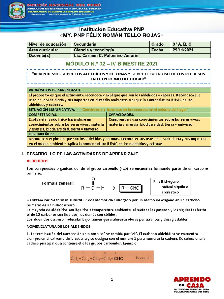 MÓDULO 32 - IV BIM - CyT - 3ERO | PDF | Cetona | Aldehído