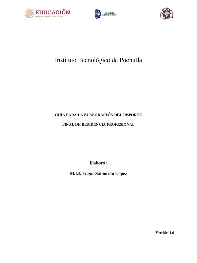 Guia para La Elaboracion Del Reporte Final de Residencia Profesional 2022 | PDF | Información