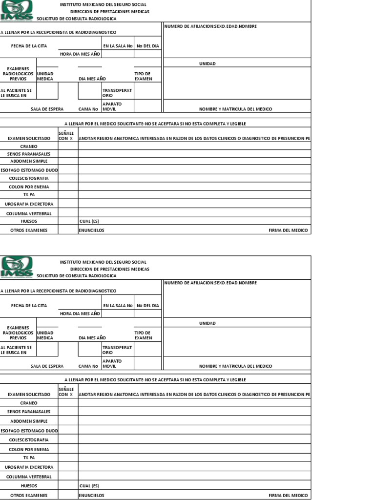 Solicitud de RX | PDF | Cuidado de la salud | Anatomía
