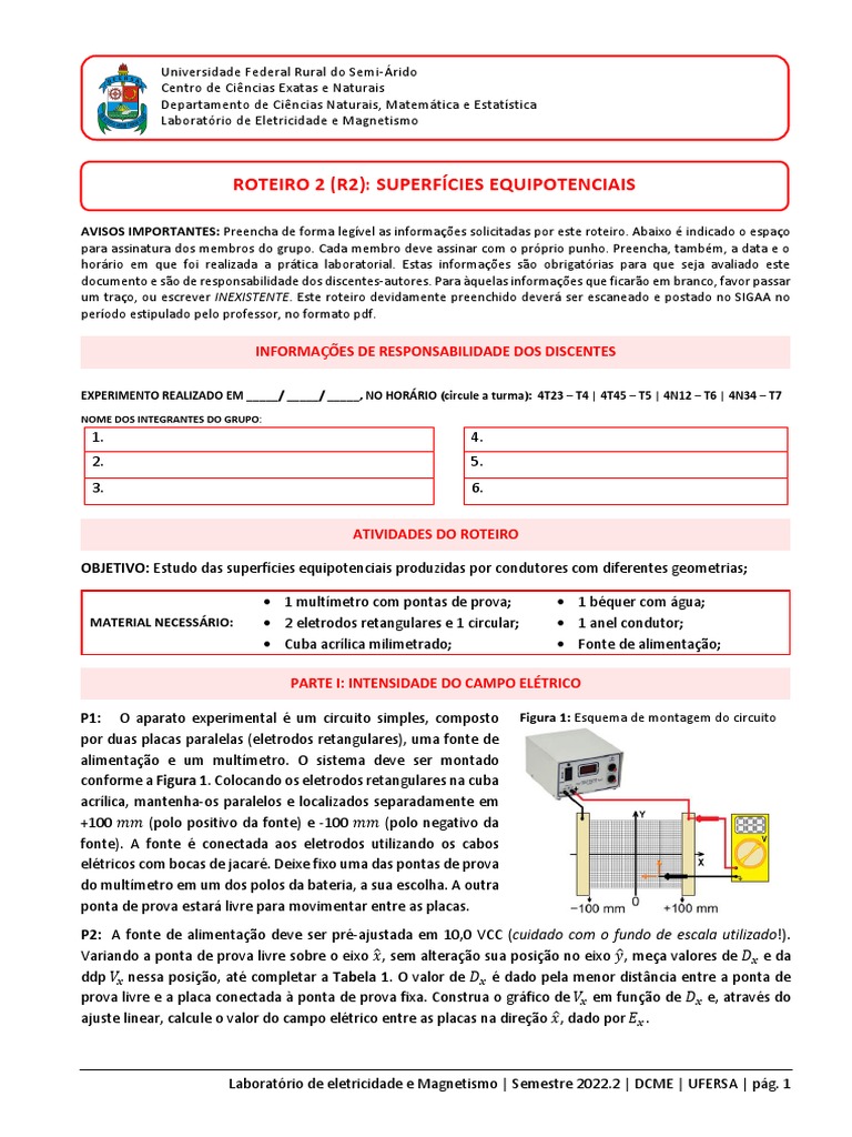 Lem 2022 - Superfcies Equipotenciais R2 | PDF | Magnetismo | Campo elétrico