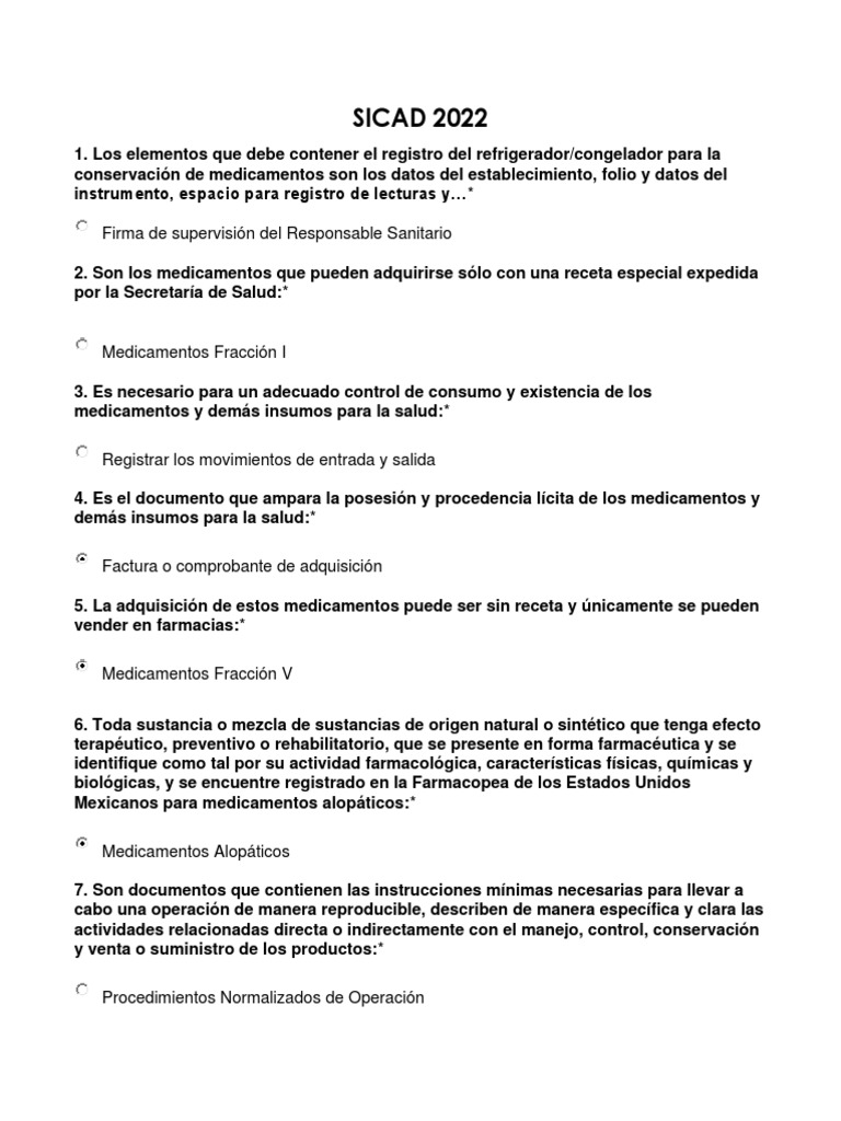 SICAD 2022: Firma de Supervisión Del Responsable Sanitario | PDF | Farmacia | Medicamentos con ...