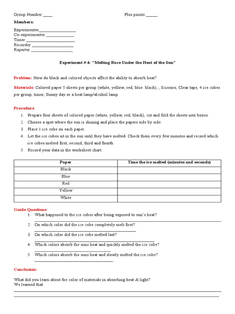 Color Heat Absorption Experiment | PDF | Home & Garden