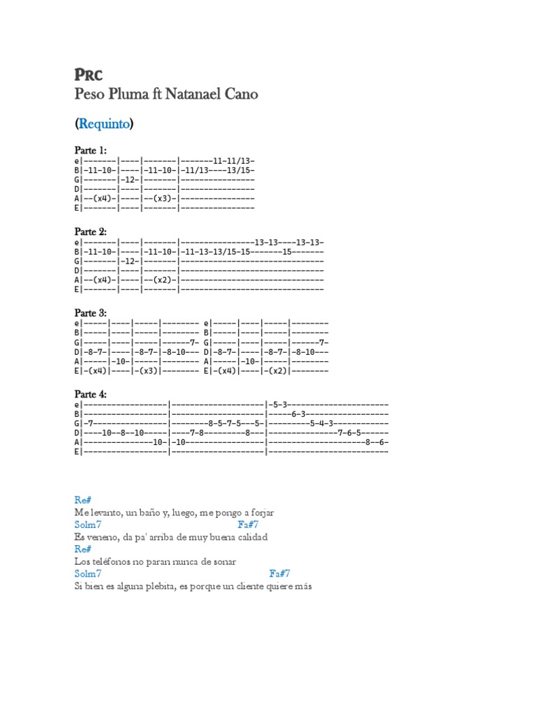 Tablaturas de Requinto: PRC Peso Pluma | PDF