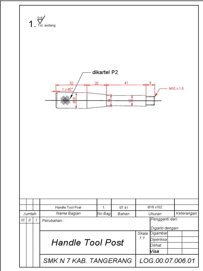 Gambar Teknik Tool Post Mesin Bubut | PDF