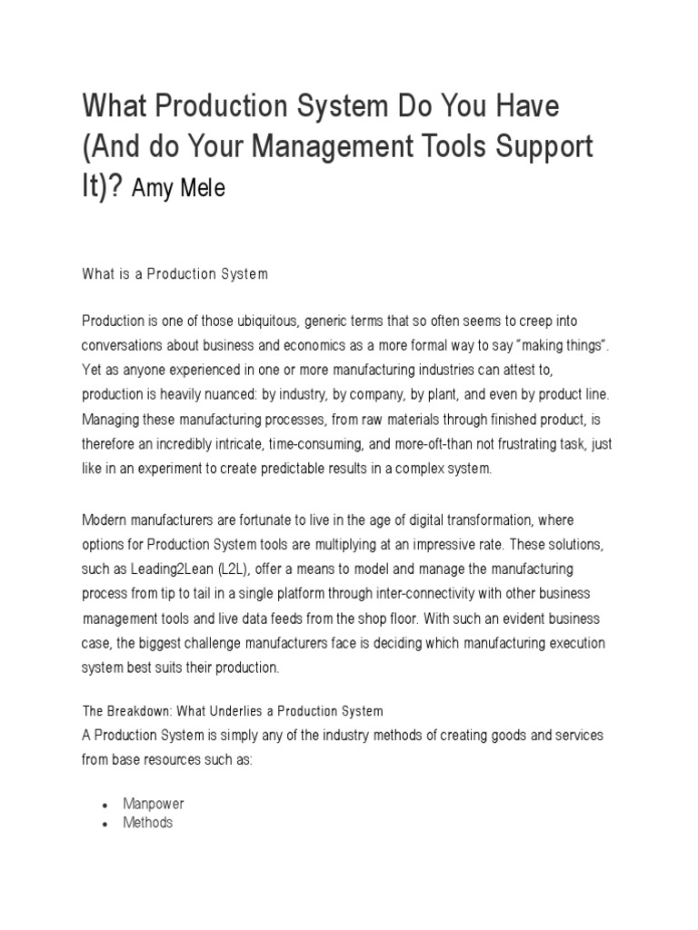 What Production System Do You Have | PDF | Information | System