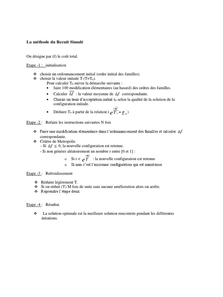 La Méthode Du Recuit Simulé | PDF | Informatique | Algorithmes