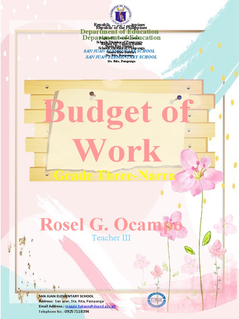 Budget of Work Grade 3 | PDF | Multiplication | English Language