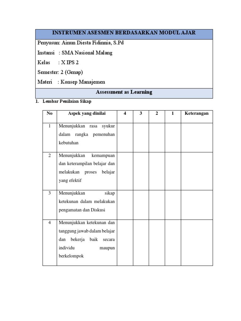 Instrumen Asesmen | PDF