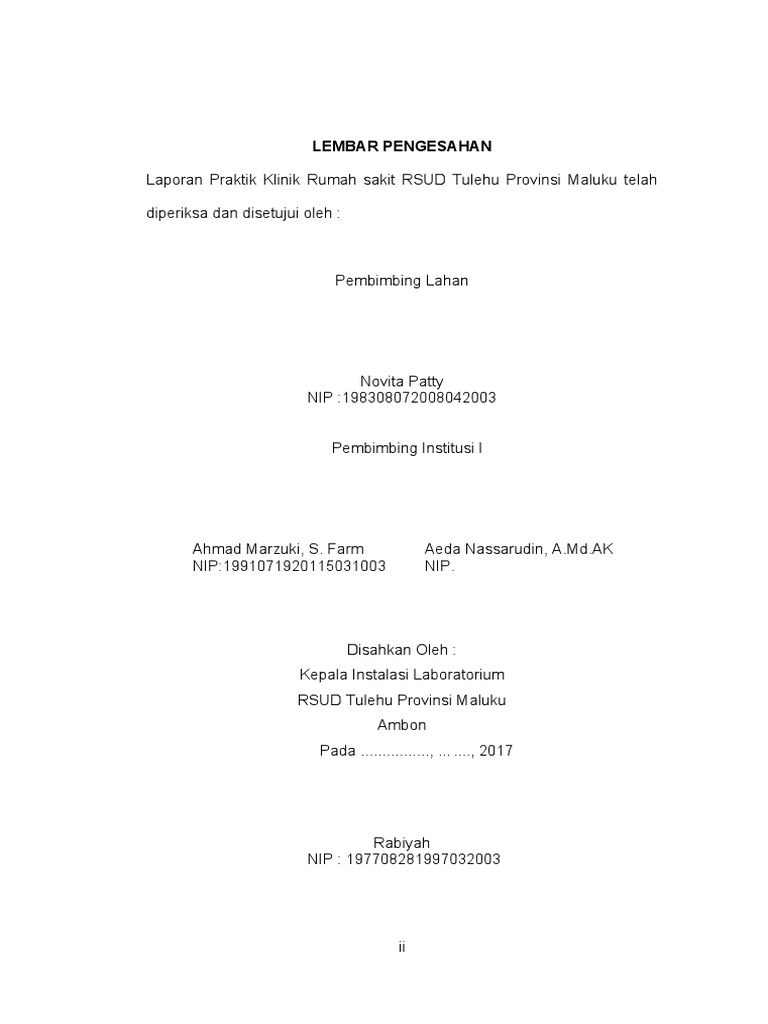 LAPORAN PRAKTIKUM KLINIK Bagian Awal | PDF