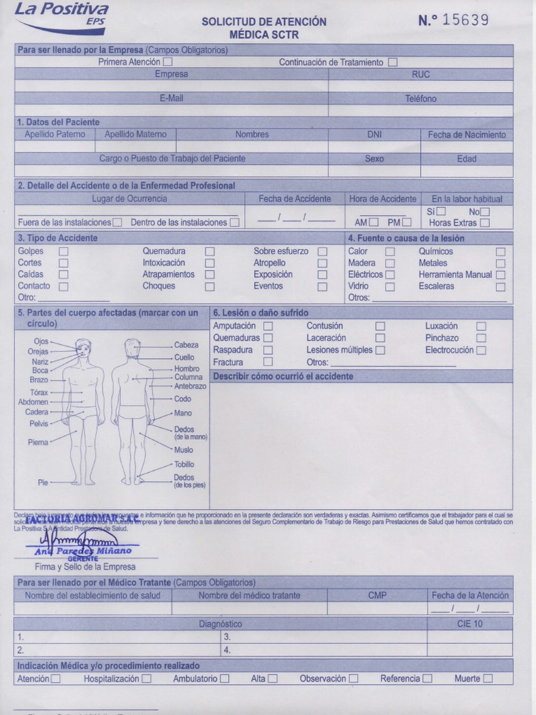 Solicitud de Atencion Medica SCTR | PDF