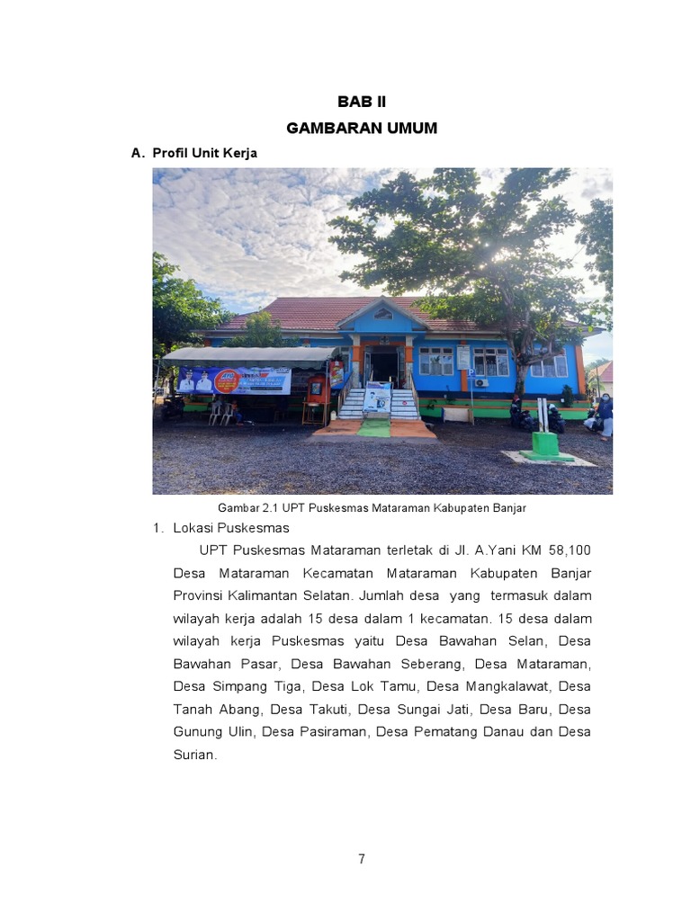 Profil UPT Puskesmas Mataraman | PDF