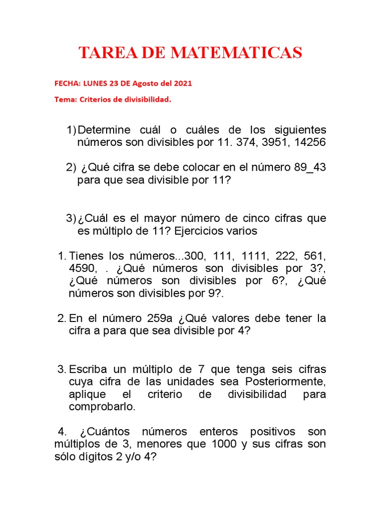 Tarea de Matematicas | PDF