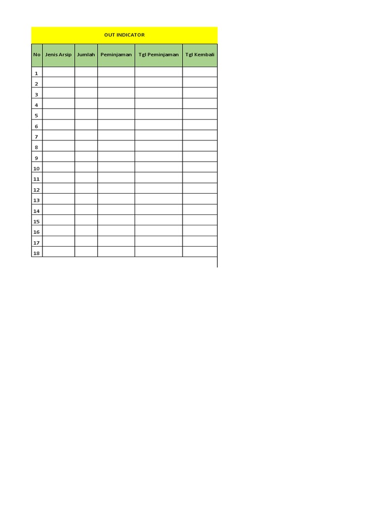 Daftar Peminjaman Arsip (Out Guide) | PDF