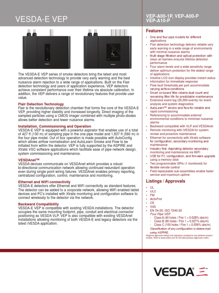 10 VESDA-E VEP TDS AQ IE Lores | PDF | Wi Fi | Computer Network