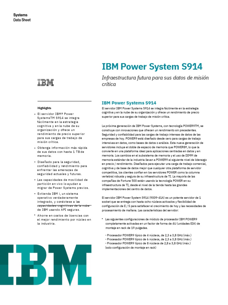 IBM Power System S914 | PDF | Computación en la nube | Microprocesador