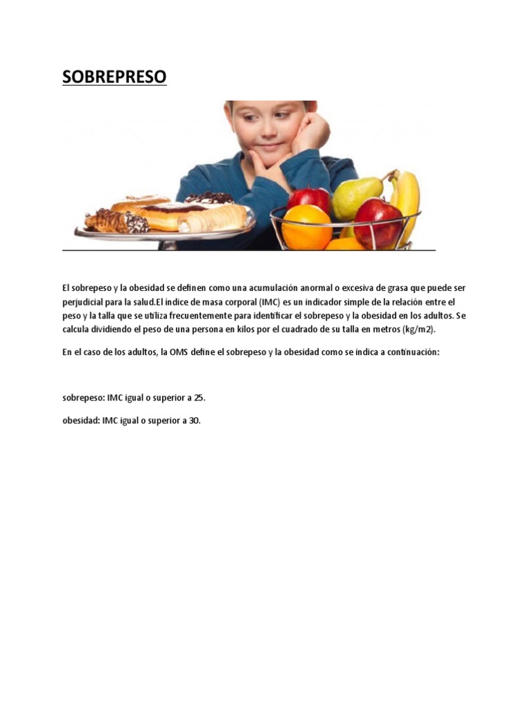 Definición y Prevención del Sobrepeso | PDF | Obesidad | Índice de masa ...