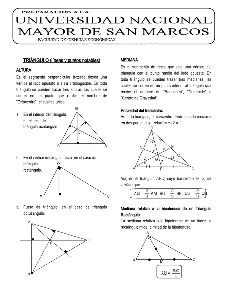 Geometría 02 TRIÁNGULO (Lineas y Puntos Notables) | PDF | Triángulo | Geometría del plano euclidiano