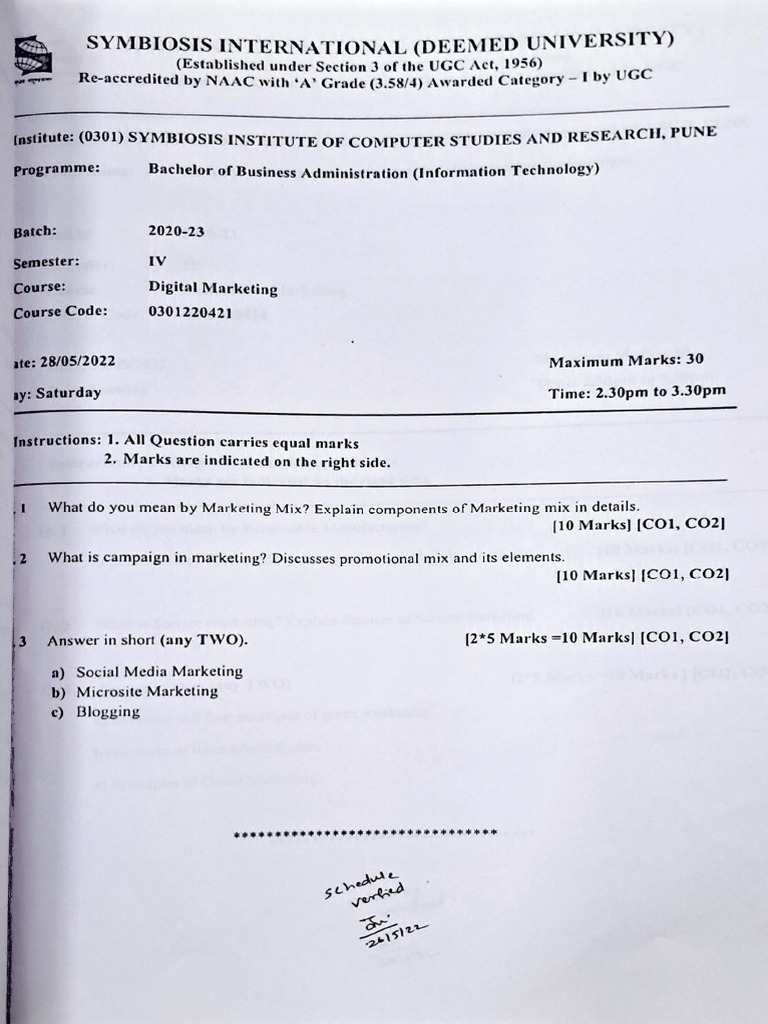 Digital Marketing Question Paper | PDF