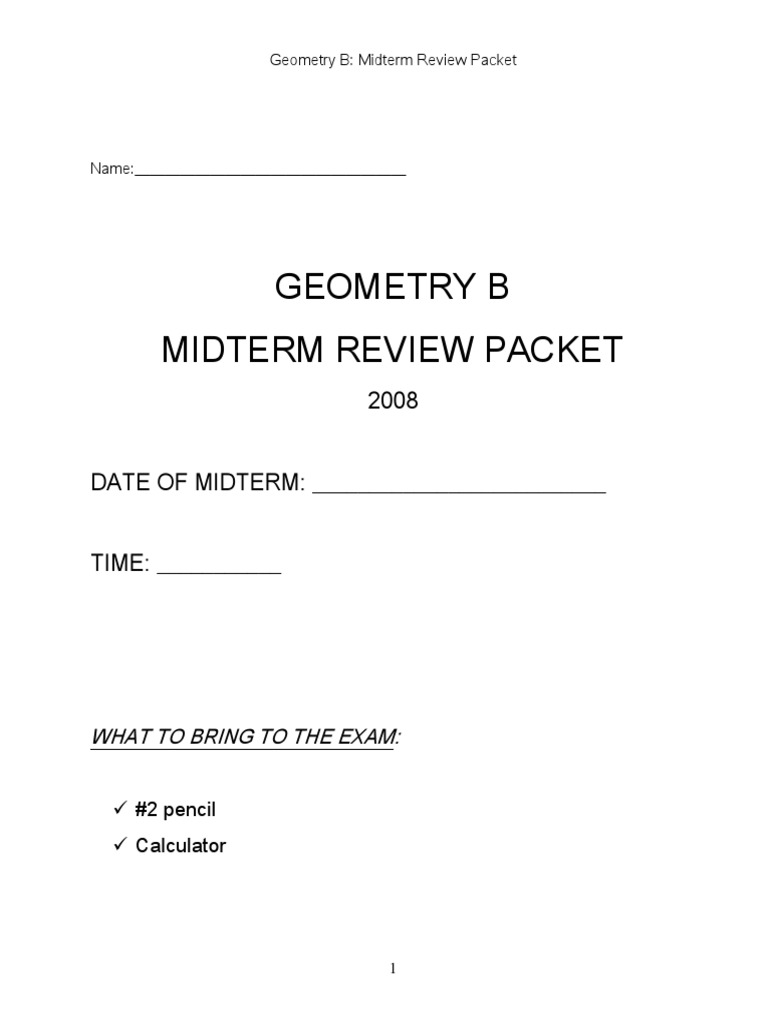 Geom B Midterm Rev PKT 08 | PDF | Triangle | Line (Geometry)