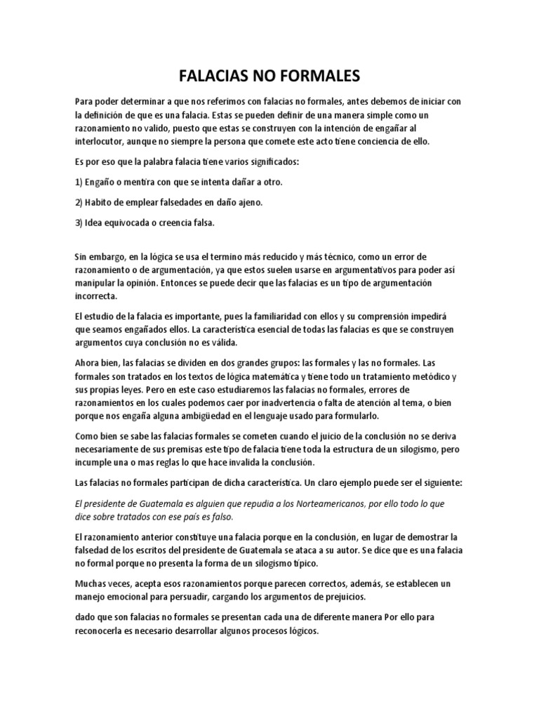 Falacias No Formales Analisis | PDF | Falacia | Argumento