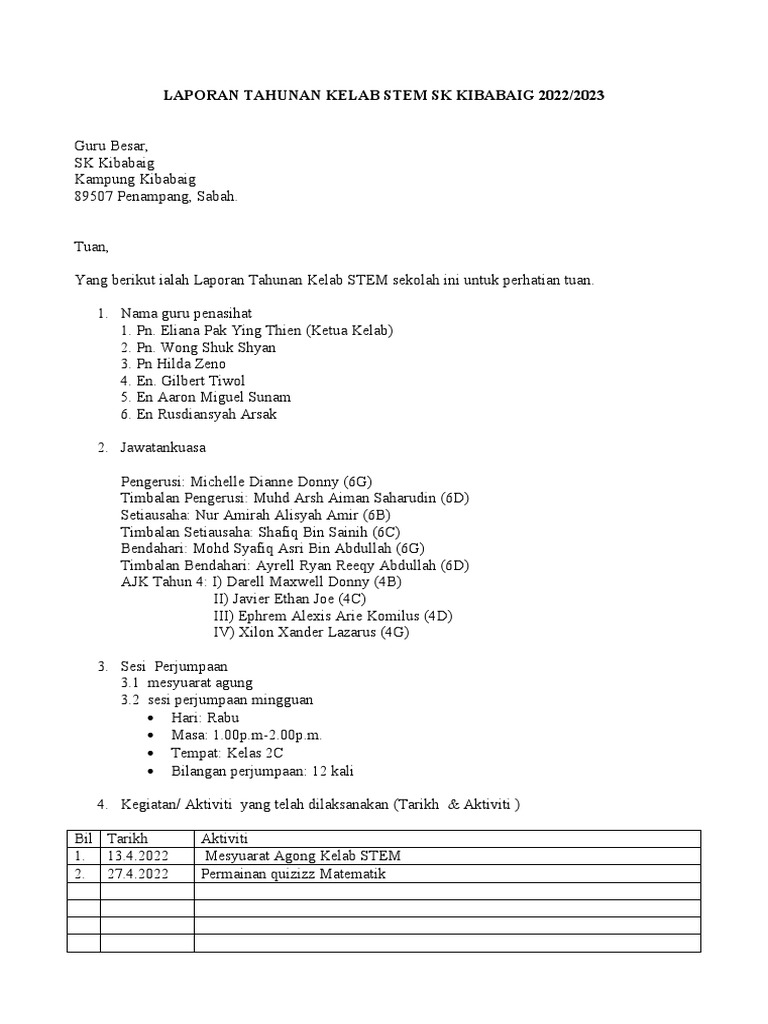 FORMAT LAPORAN AKHIR TAHUN KOKO | PDF