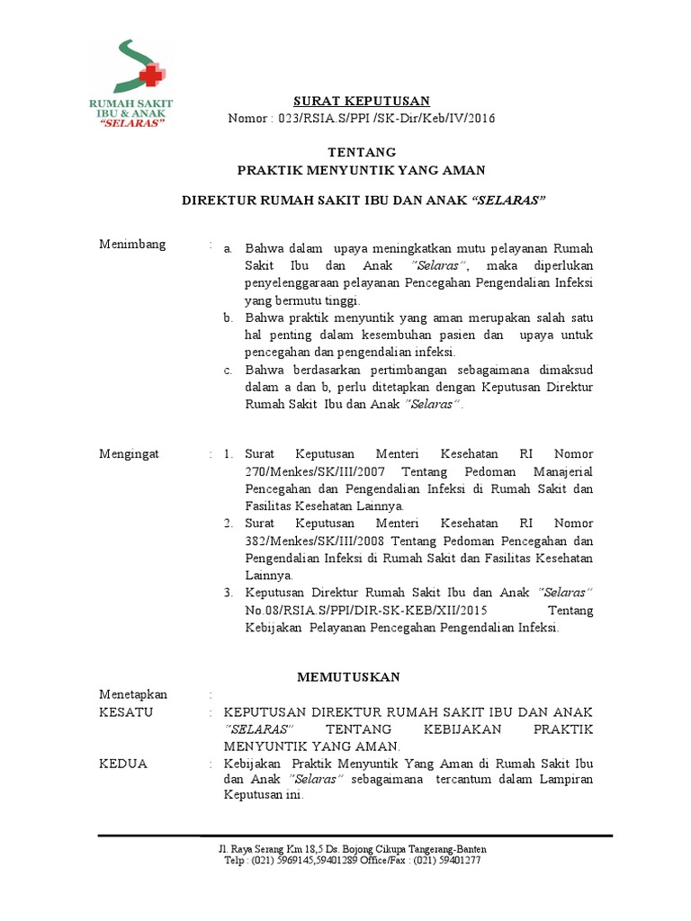 004 - SK Kebijakan Praktik Penyuntikan Yang Aman | PDF | Sains & Matematika