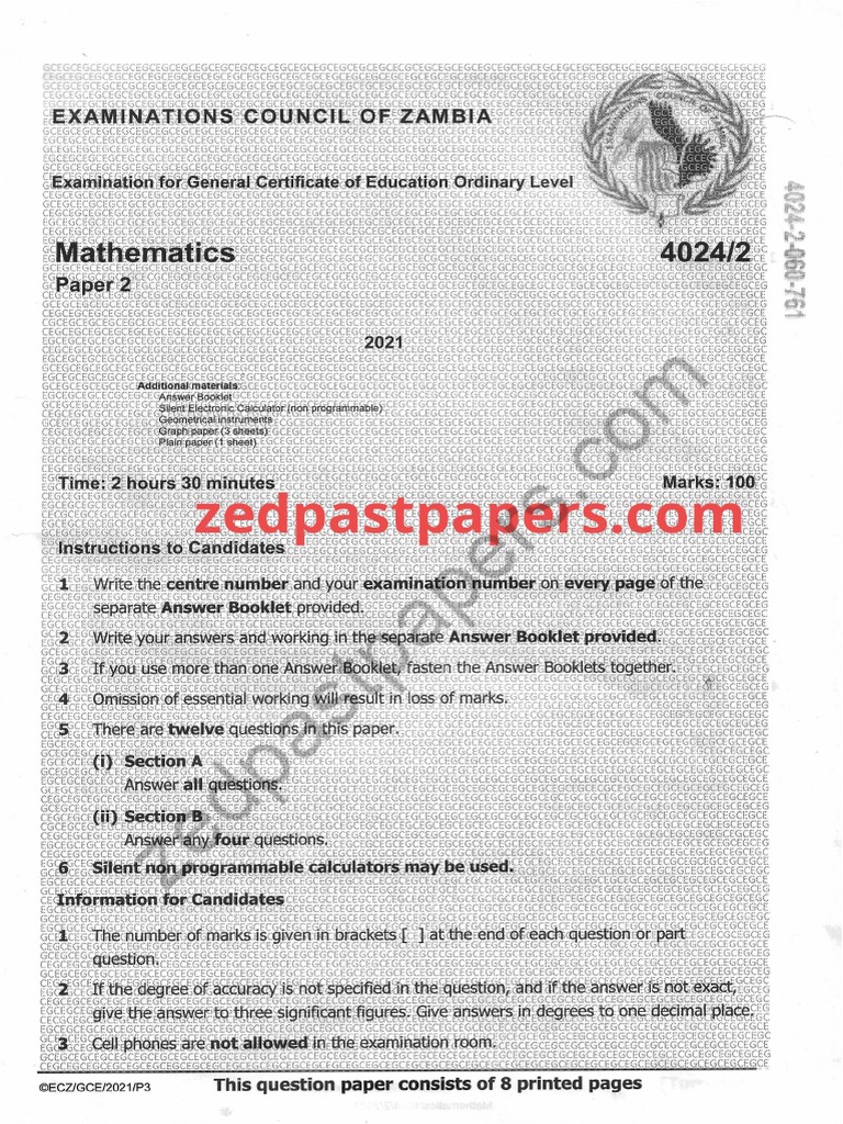g12 Maths p2 2021 Gce | PDF