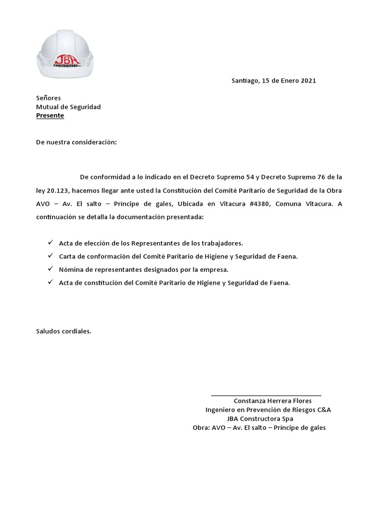 Carta Inspeccion Del Trabajo | PDF