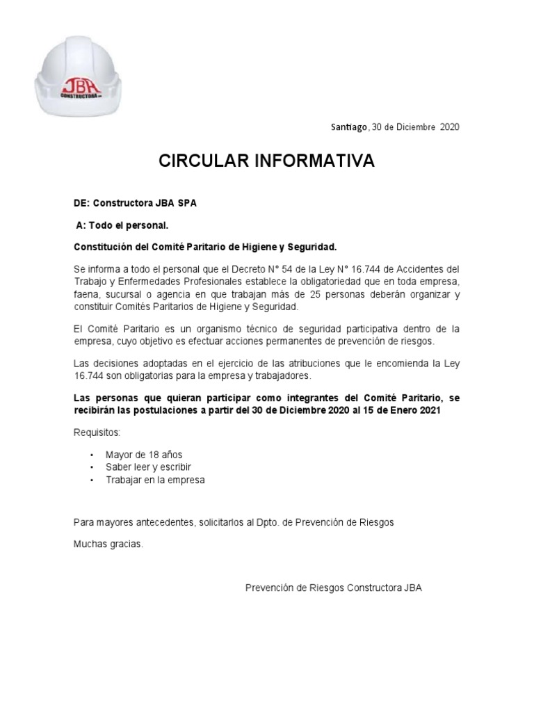 CIRCULAR INFORMATIVA (CPHS) Ok | PDF