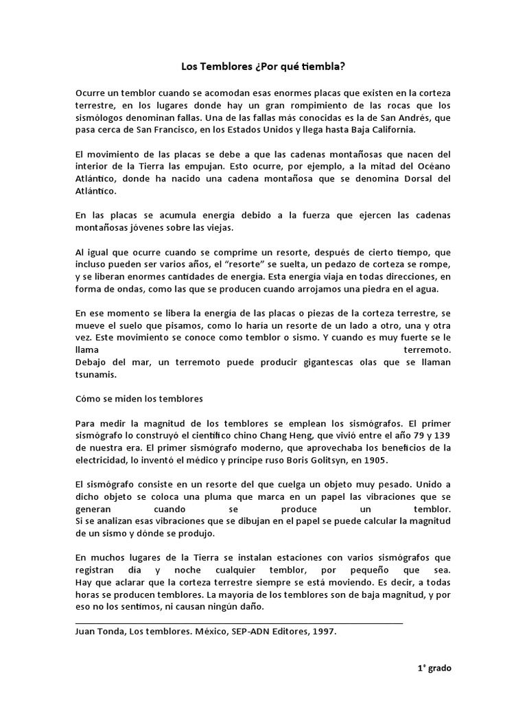 Los Temblores | Descargar gratis PDF | Temblores | Sismología