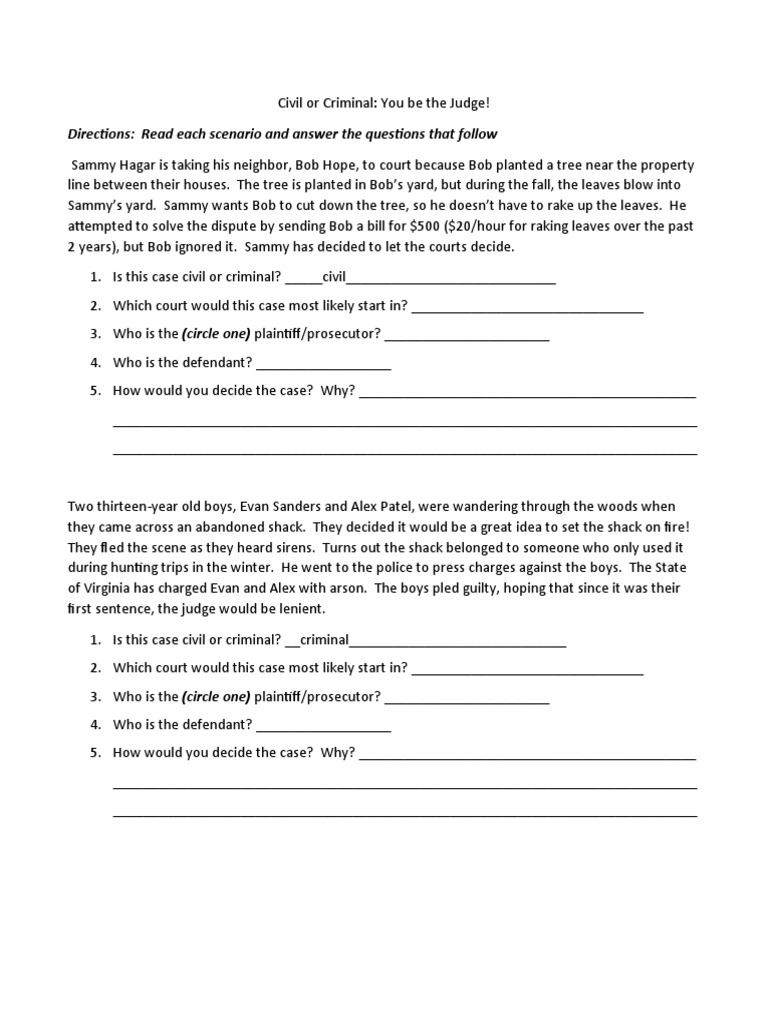 You Be The Judge Worksheet-1 | PDF | Criminal Justice | Crime & Violence