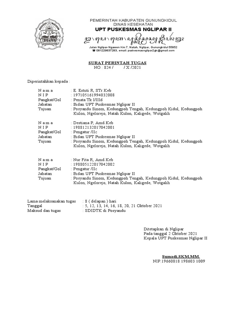 Surat Tugas Sdidtk | PDF
