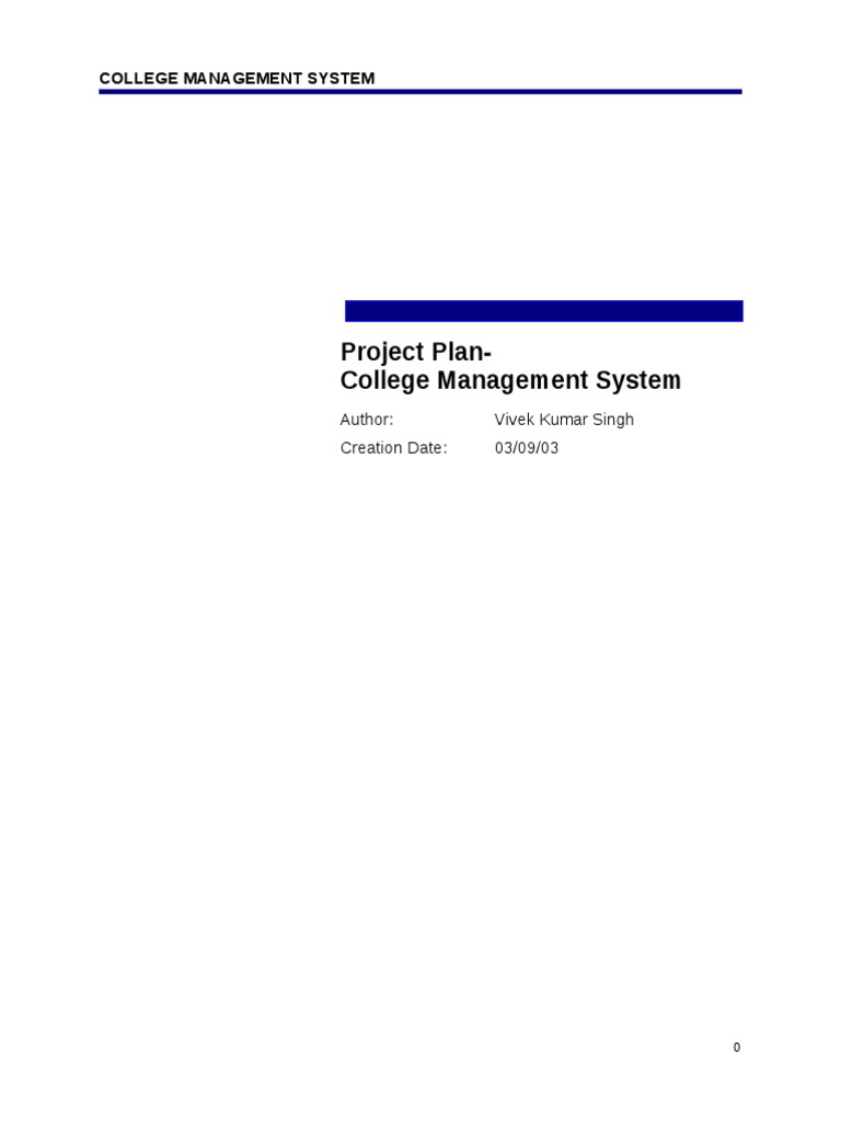 college management Project Plan | PDF | System | Business