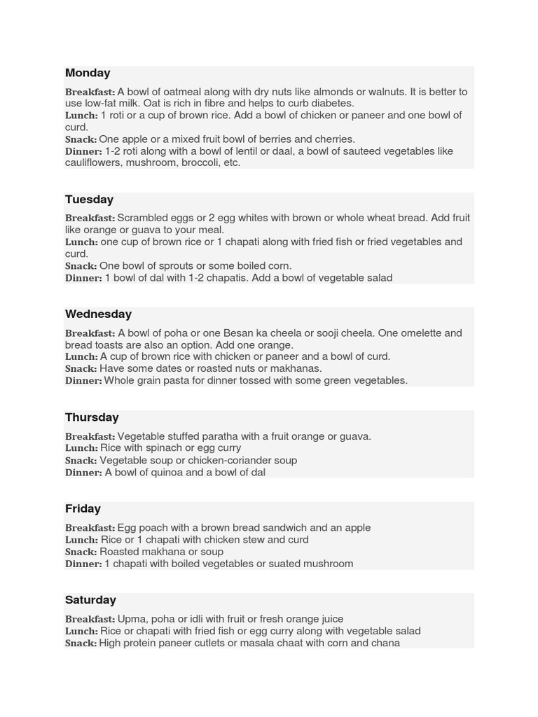 diet chart | PDF