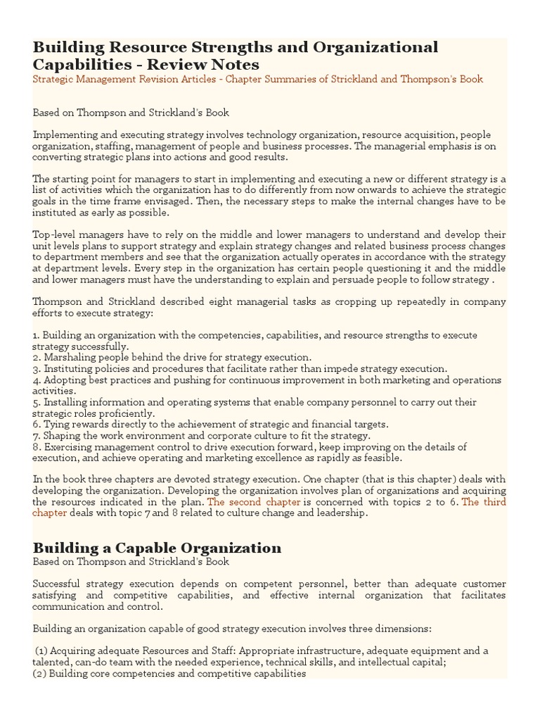 Building Resources and Capabilities | PDF | Strategic Management ...