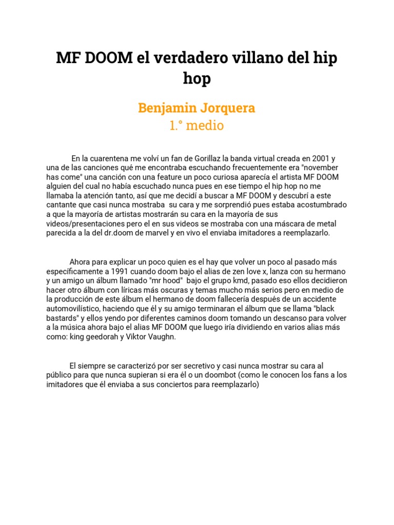 Ensayo de Doom | PDF