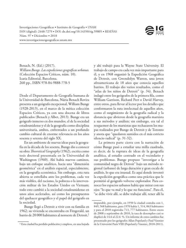 William Bunge y la Geografía Urbana | PDF | Geografía | Science