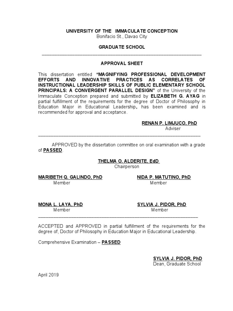 APPROVAL SHEET - Doctoral - Sample Template | PDF