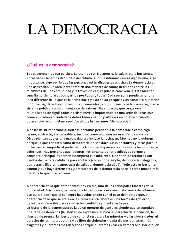 La Democracia | PDF | Democracia | Ideologías políticas