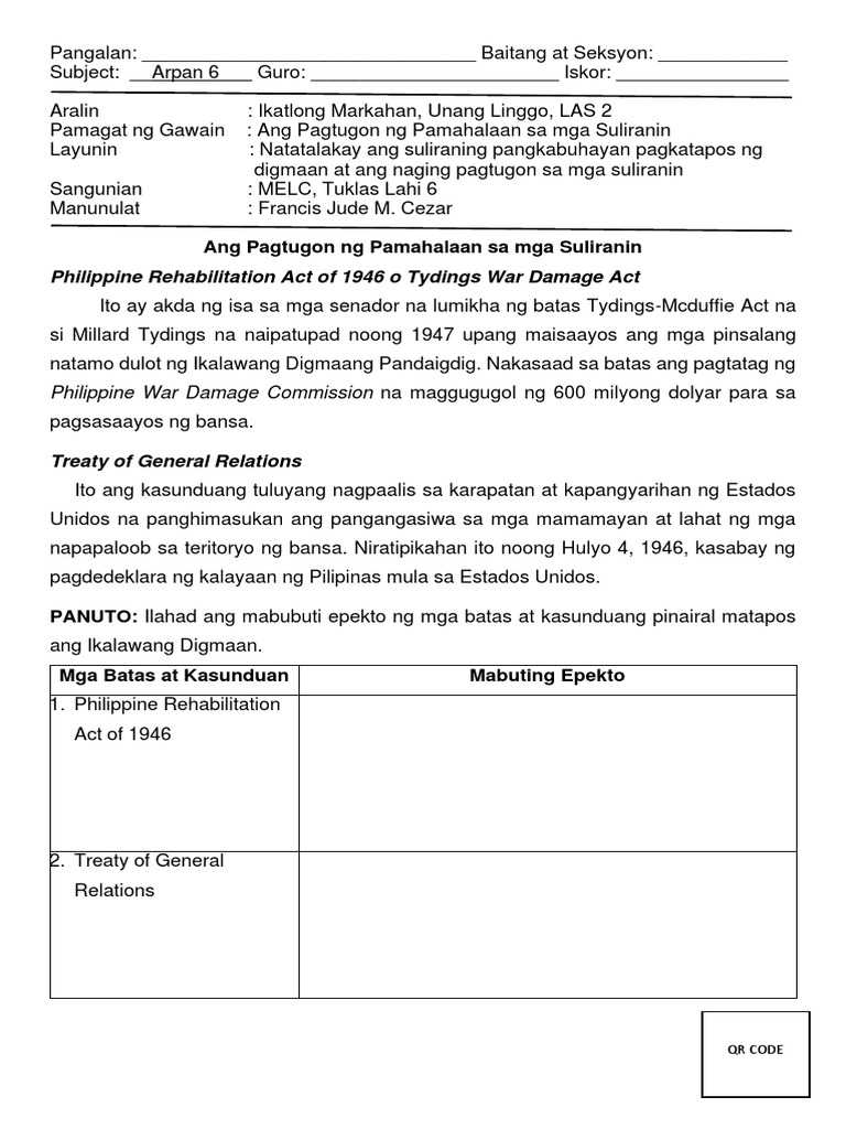 Ang Pagtugon NG Pamahalaan Sa Mga Suliranin: Philippine Rehabilitation ...