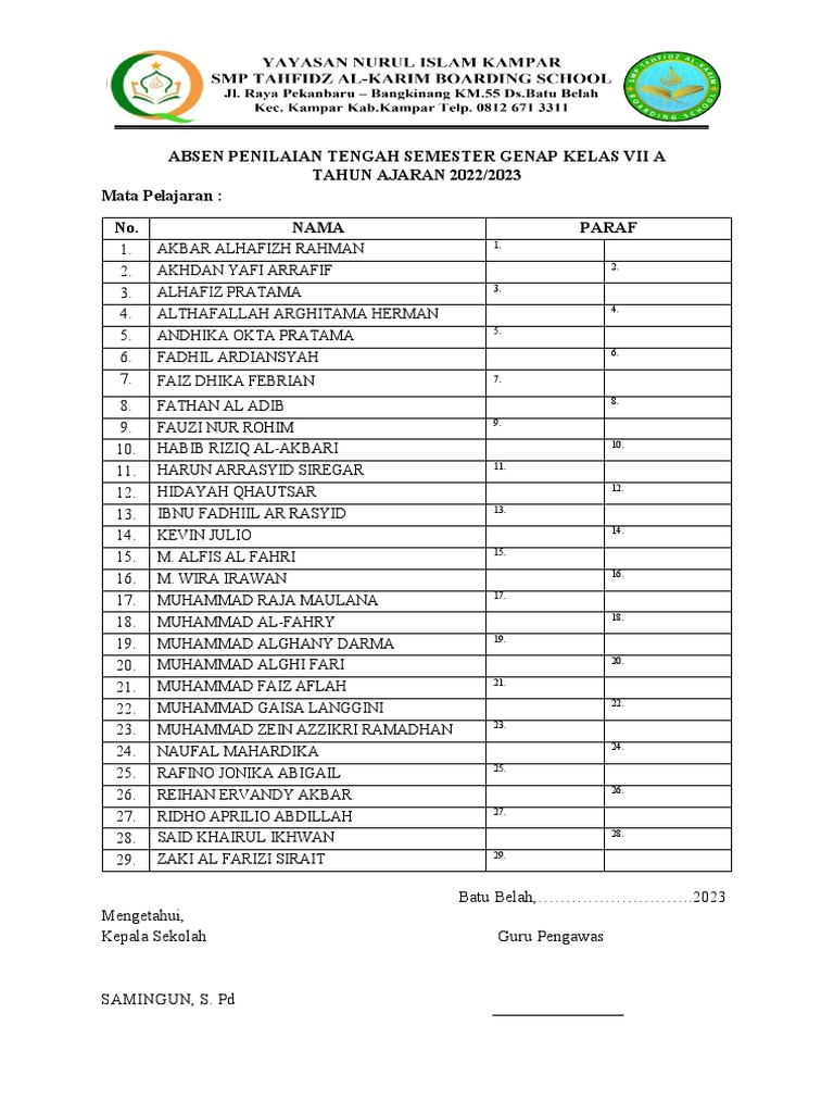 Absen Ujian Uts | PDF