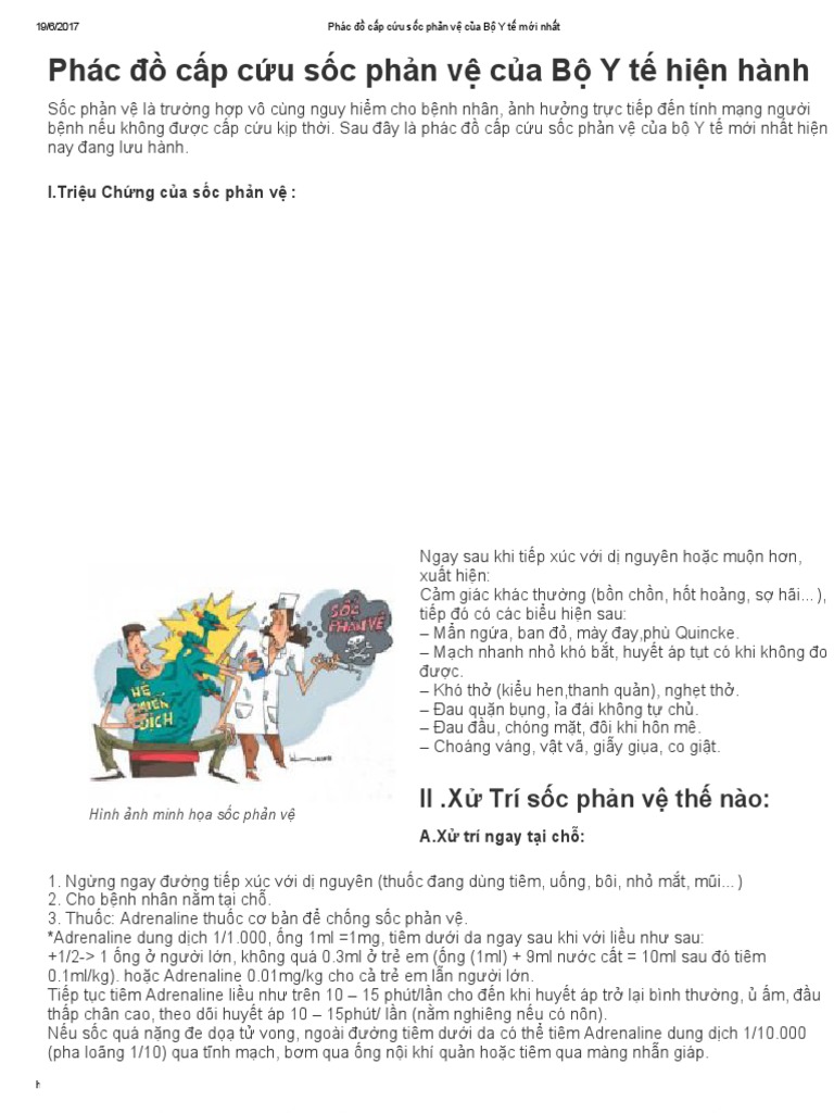 Phác đồ cấp cứu sốc phản vệ của Bộ Y tế mới nhất | PDF