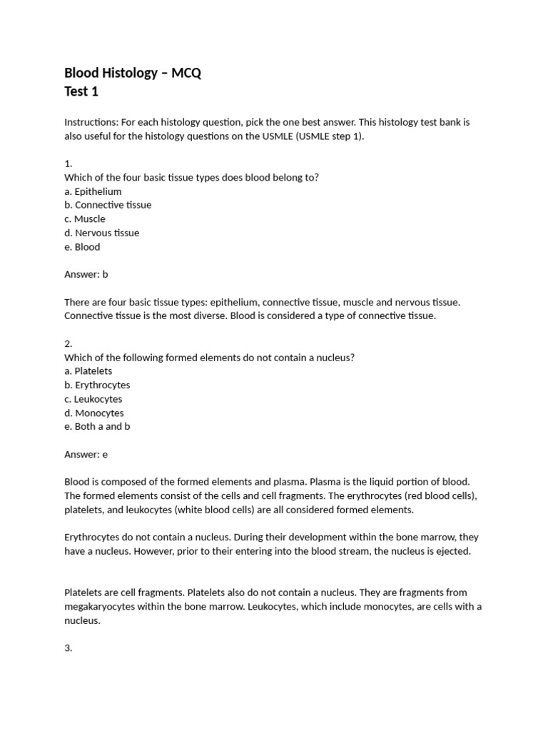 Blood - MCQ | PDF | White Blood Cell | Granulocyte