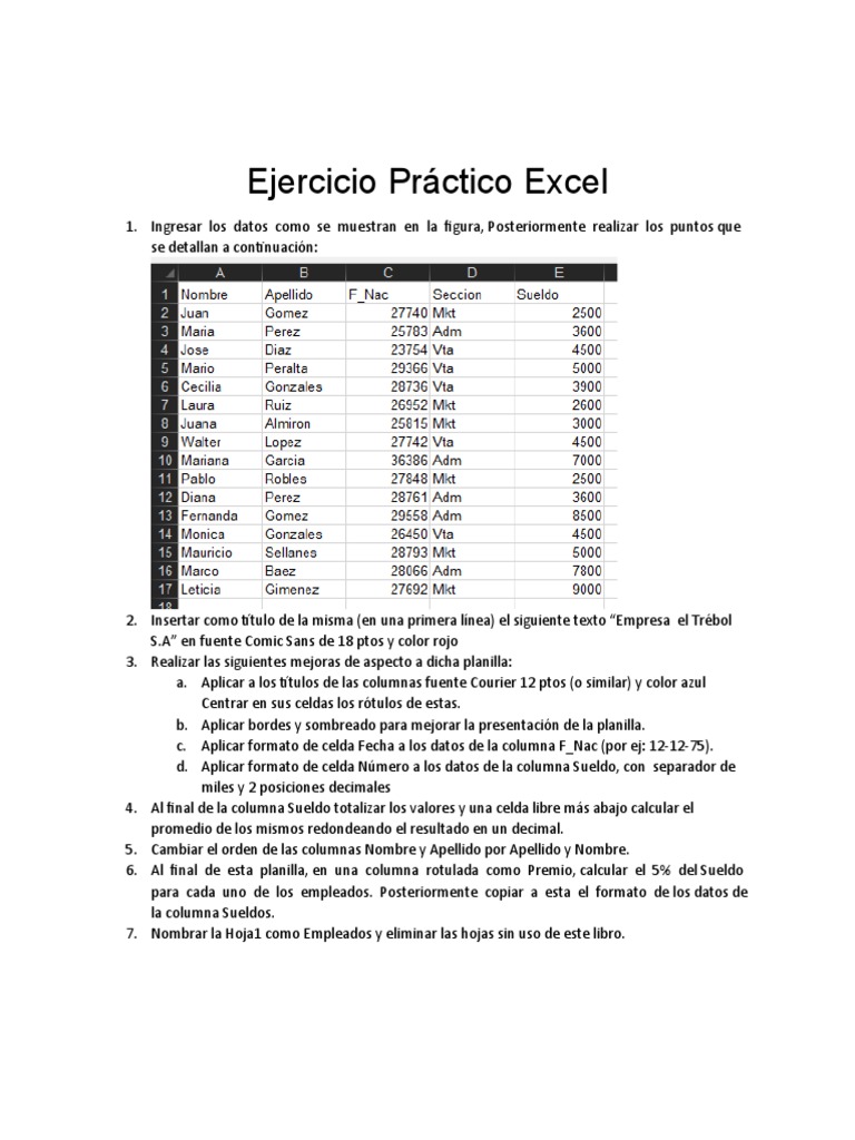 Ejecrcicio Excel Funciones Basicas | PDF