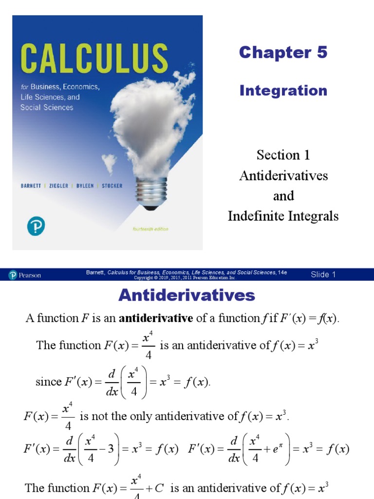 Integration: Section 1 Antiderivatives and Indefinite Integrals | PDF | Integral | Mathematical ...