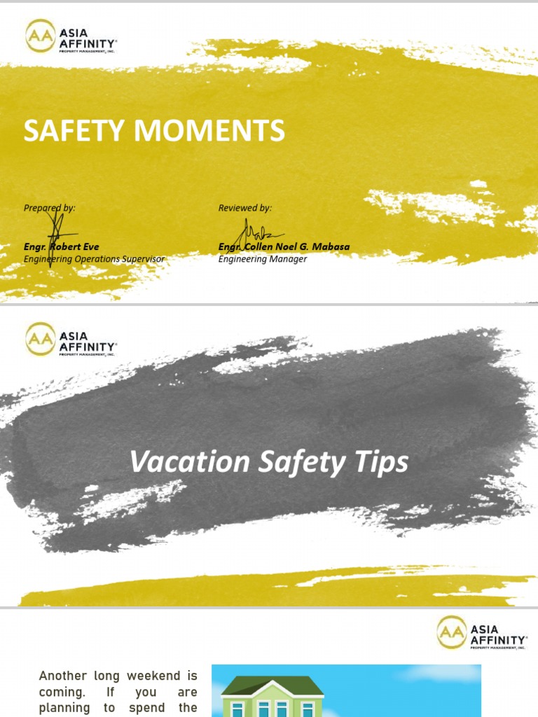 Safety Moment No. 5_Vacation safety tips | PDF