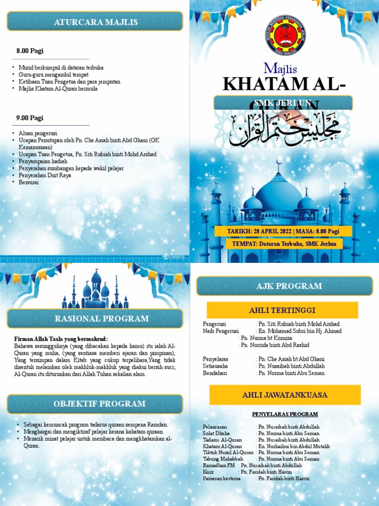 BUKU PROGRAM Majlis Khatam Al Quran2022 | PDF