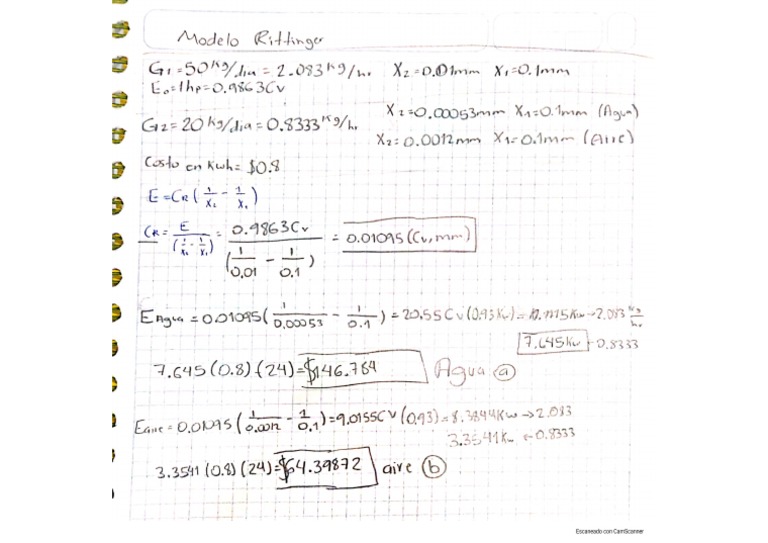 Ejercicio Modelo de Rittinger | PDF